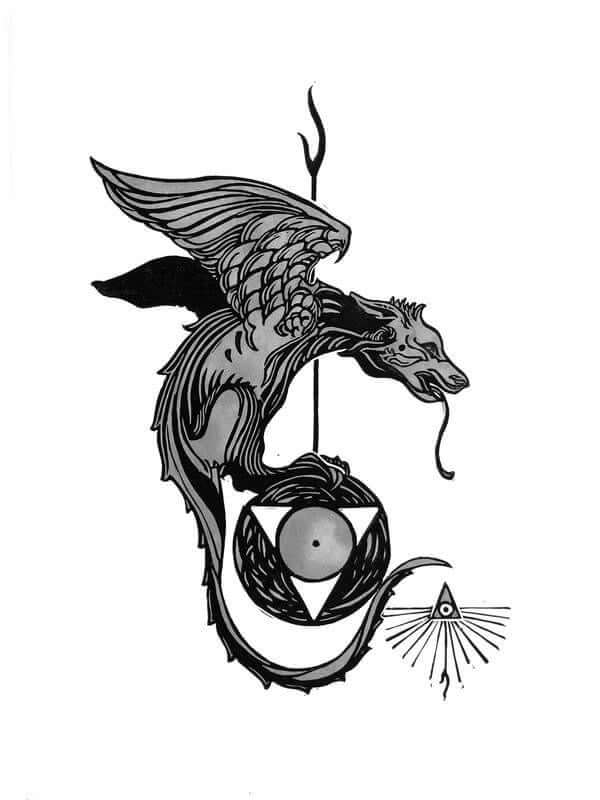 'Gargoyle' hand coloured linocut print (Framed) – Redcaps Montrose